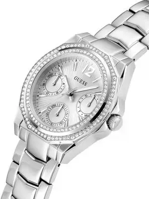 Guess Crystal Quartz Chronograph Stainless Steel Watch - Silver