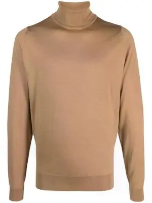John Smedley John Smedley Fine-Knit Wool Roll-Neck Jumper Brown