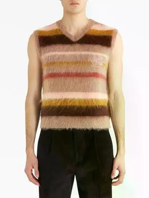 Etro Logo-embroidered Mohair-blend Sleeveless Jumper
