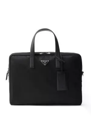 Prada Logo Plaque Briefcase - Black