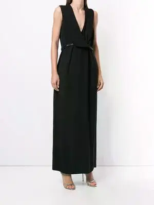 Delpozo Sleeveless V-neck Maxi Dress With Stud Detailing