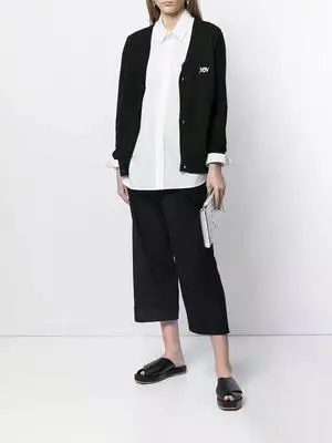 PORTS V Fine Knit Logo Button-up Cardigan