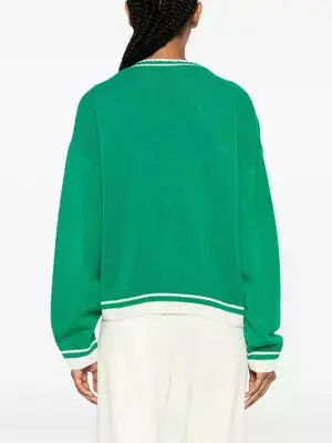 MSGM Striped-edge Knitted Cardigan In Grass