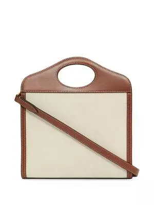 Burberry Mini Pocket Tote Bag In Cotton Canvas And Leather