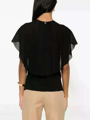 Chloé Cape Detail V-neck Sleeveless Top - Black