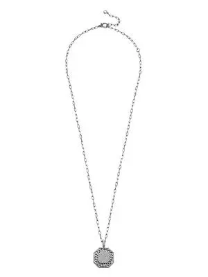Shay 18k White Gold Link Diamond Border Pendant Necklace