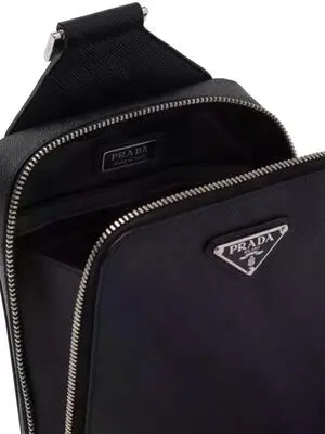 Prada Brique Leather Shoulder Bag - Black