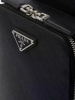 Prada Brique Leather Shoulder Bag - Black