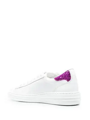MSGM Contrast Heel-counter Leather Sneakers - White