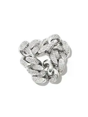 Shay 18k White Gold Diamond Flat-link Ring - Silver