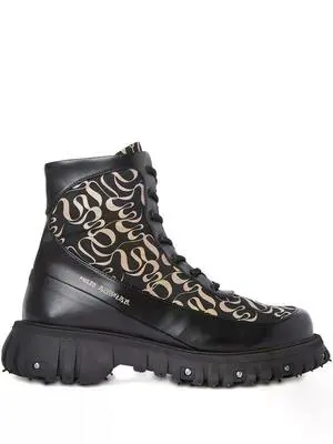PHILEO Monogram Pattern Lace-up Boots