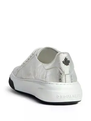 Dsquared2 Metallic Leather Lace-up Sneakers - Silver