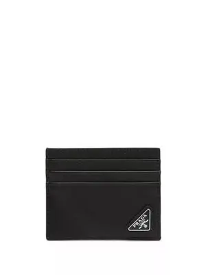 Prada Logo-plaque Leather Card Holder - Black