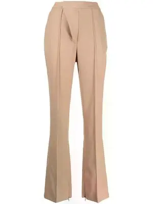 AMBUSH High-waisted Flared Virgin Wool Trousers - Brown