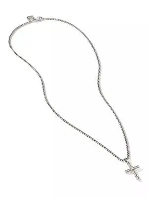 David Yurman Sterling Pavé Diamond Cross Pendant Necklace
