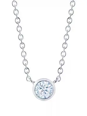 Kwiat 18kt White Gold Round Diamond Bezel Set Pendant Necklace - Silver