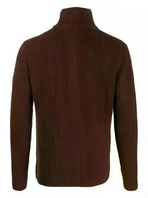 DELL'OGLIO Stand-collar Half-zip Jumper - Brown