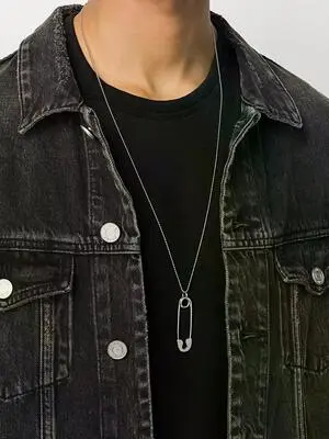 TRUE ROCKS Large Safety Pin Pendant Necklace - Silver