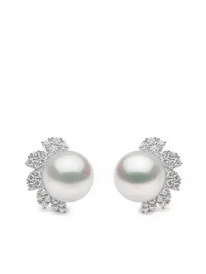 Yoko London 18kt White Gold Freshwater Pearl And Diamond Earrings - Silver