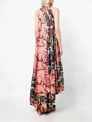 Biyan Graphic-print Halterneck Silk Maxi Dress