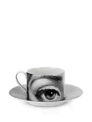 FORNASETTI Tema E Variazioni N1 Teacup And Saucer - Black