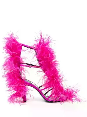 AREA Sergio Rossi Amazona 100mm Feather Sandals - Pink