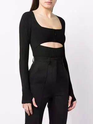 ANDREĀDAMO Ribbed Knit Cut-out Bodysuit