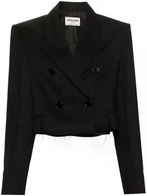 Zadig&Voltaire Vito Double-breasted Cropped Blazer - Black