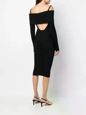 ANDREĀDAMO Off-shoulder Ribbed Knit Dress