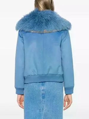 LISKA Cashmere Bomber Jacket With Faux Fur Collar