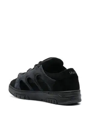 SANTHA Padded Calf Suede Lace-up Sneakers - Black