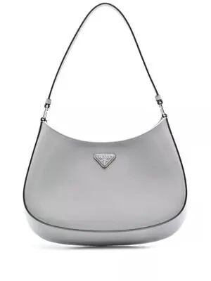Prada Cleo Brushed Leather Shoulder Bag - Grey