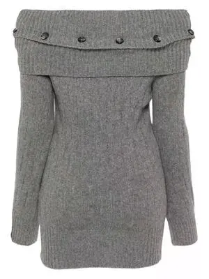 Rokh Off-shoulder Knitted Top - Grey