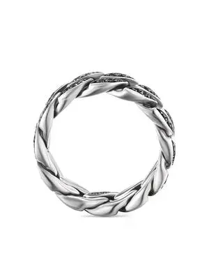 David Yurman Sterling Silver Curb Chain Diamond Band Ring