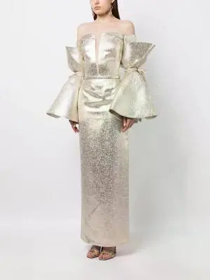 SAIID KOBEISY Brocade Effect Off-shoulder Gown