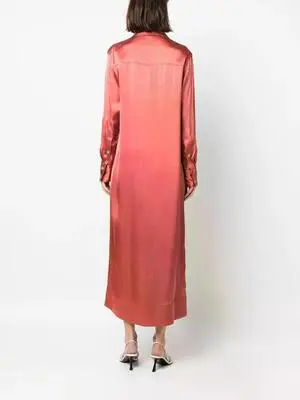 Loulou De Saison Classic Button-up Satin Midi Shirt Dress