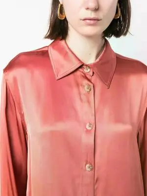 Loulou De Saison Classic Button-up Satin Midi Shirt Dress