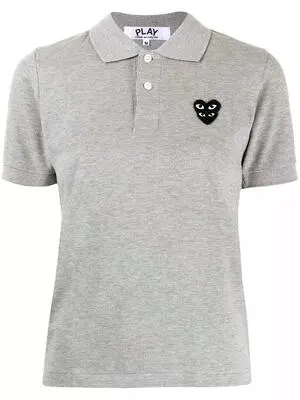 Play Comme Des Garcon Logo-patch Polo Shirt - Grey