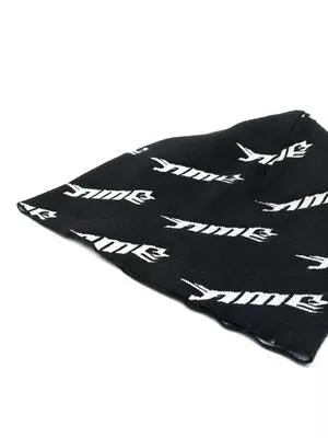 AMBUSH Fine Ribbed Logo-print Beanie Hat - Black