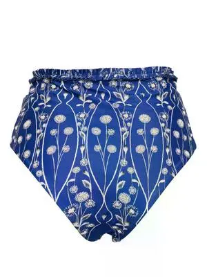 Agua Bendita Nopal Floral-print Bikini Bottoms - Blue