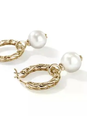 John Hardy 14kt Yellow Pearl Hoop Earrings