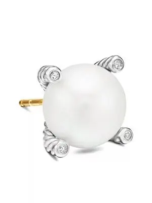 David Yurman Sterling Pearl And Diamond Stud Earrings - Silver