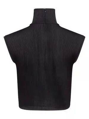 AREA Star-stud Rib-knit High Neck Crop Top