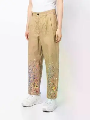 HACULLA. Tapered Cotton Paint-splatter Trousers