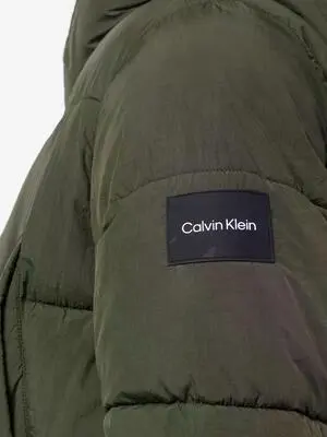 Calvin Klein Logo Patch Hooded Puffer Coat