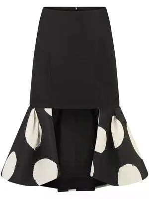 Nina Ricci Double Flounce Midi Skirt - Black