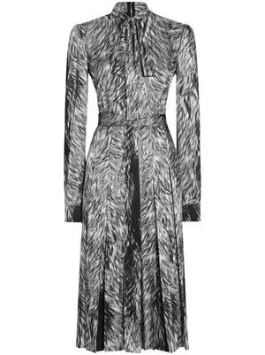 Dolce & Gabbana Fur-print Pleated Midi Dress