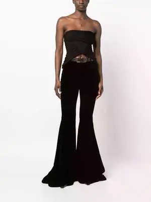 Saint Laurent High-waisted Flared Silk Trousers