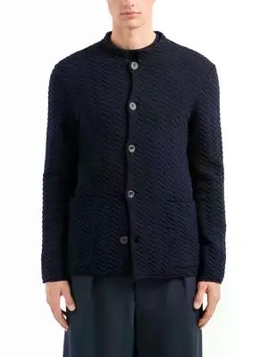 Giorgio Armani Zigzag-embroidery Buttoned Cardigan