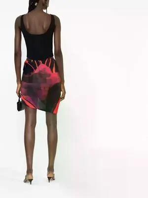 LOUISA BALLOU Coastline Print Draped Miniskirt